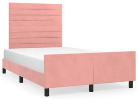 Rám postele s čelem růžový 120 x 190 cm samet,  3270589