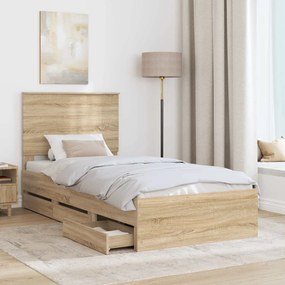 Rám postele s čelo Sonoma dub 100 x 200 cm Inženýrské dřevo 3409491