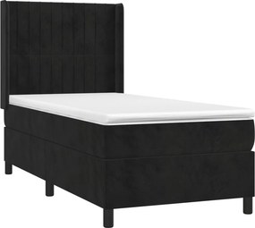 Box spring postel s matrací a LED černá 100x200 cm samet 3139669
