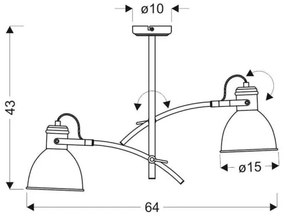 Lustr na tyči ZUMBA 2xE27/60W/230V bílá/černá