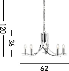 Searchlight 4165-5CC Závěsný pětiramenný lustr ASCONA lesklý chrom