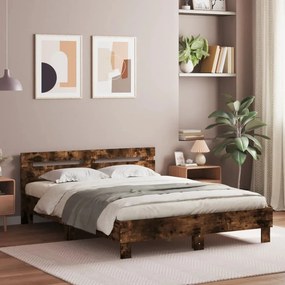 Rám postele s čelem kouřový dub 140 x 190 cm kompozitní dřevo 3207438