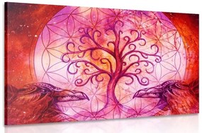 Obraz magický strom života v pastelovém provedení - 120x80 cm
