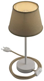 creative cables Alzaluce se stínidlem Impero, kovová stolní lampa se zástrčkou, kabelem a vypínačem Velikost: 15 cm, Barva: Broušený bronz-antracit