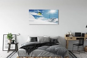 akrylový obraz Man mountain snow board 125x50 cm