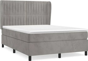 Box spring postel s matrací světle šedá 140x200 cm samet 3129333