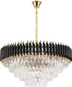 Toolight Toolight, stropní závěsná křišťálová lampa 9xE14 APP1058-CP, černá-zlatá, OSW-04400