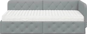 Rohový rám postele Světle šedá 100 x 200 cm textil 3394053