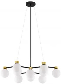 Satina zlato-černo-bílý designový lustr Ovalino