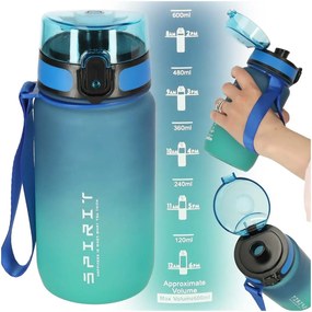 Creative Corner Láhev na vodu bidon s brčkem sportovní 600ml modrozelená