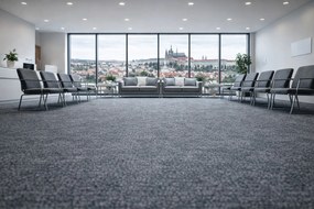 Associated Weavers, Metrážový koberec Medusa 90, na míru, šíře 4m, šedá, ab (mřížka), chodba / předsíň