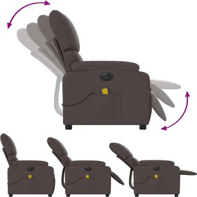 Elektrické masážní polohovací křeslo tmavě hnědé textil 3204817