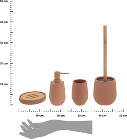 Sada koupelnových doplňků Tova, cappuccino/s dřevěnými prvky