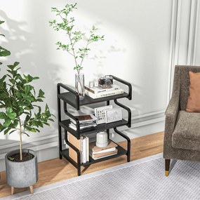 HOMCOM 3-patrový stojan na tiskárnu, úložný regál, stojan na tiskárnu z dřeva a kovu 55x40x77cm pro domácí kancelář černý