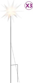 Svítící vánoční hvězdy s hroty 3 ks LED skládací bílé 57 cm 3190445