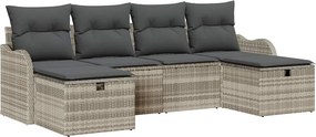 Set pohovek 6 ks 6-Počet míst Světle šedá polyratan 3359021