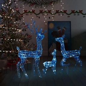 Vánoční dekorace akrylová sobí rodinka 300 LED modrá - Default Title