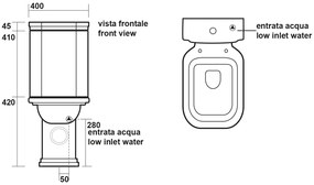 Kerasan WALDORF WC kombi mísa 40x68cm, spodní/zadní odpad, bílá - 411701