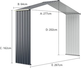 Costway Kůlna na nářadí kovová prodloužená kůlna na nářadí uzamykatelná