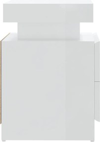 Noční stolek bílý s vysokým leskem 45x35x52 cm kompozitní dřevo 326855