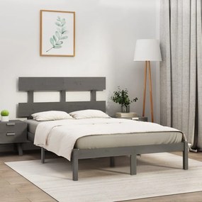 Rám postele šedý masivní dřevo 200 x 200 cm,  3104695