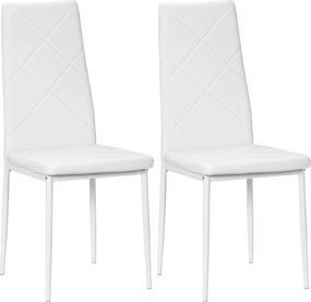 HOMCOM Set 2 čalouněných křesel s vysokým opěradlem, kuchyňské židle z umělé kůže s diamantovým prošíváním, protiskluzové nohy a ocelové nohy do obýva