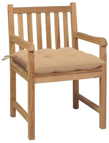 vidaXL Zahradní židle 2 ks béžové podušky masivní teak