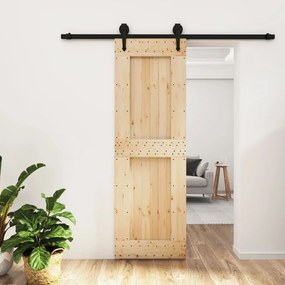 Posuvné Dveře S Kováním 70 X 210 Cm Masivní Borové Dřevo