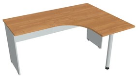 Stůl ergo levý 160*120 cm - Hobis Gate GE 60 L Dekor stolové desky: olše, Dekor lamino podnože: šedá, Barva nohy: stříbrná