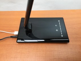 LED stolní lampička stmívatelná USB, 12W, volba teploty světla, černý lesk