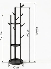 Stojanový věšák TREES 170 cm, černý