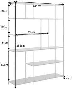 Invicta Kovová knihovna SLIM LINE 185x135 černá cm 44322