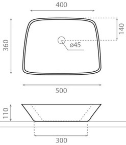 Bathco 0091 - Umyvadlo na desku ANABEL 50x36 cm porcelán/bílá