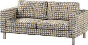 Potah na pohovku IKEA Karlstad 2-místná, nerozkládací, krátký barva modrá látka pletený vzor, vzorované