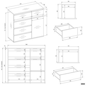 Komoda MALWA 1D5S bílá