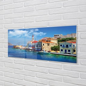 akrylový obraz Řecko mořská pobřeží hory 120x60 cm