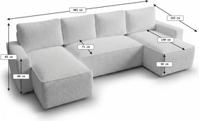 Rozkládací sedací souprava do U SMART BOUCLE 303x143 cm, tmavě béžová