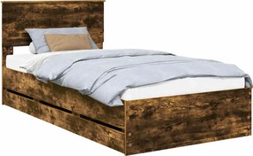 Rám postele s čelo Kouřový dub 100 x 200 cm Inženýrské dřevo 3410739