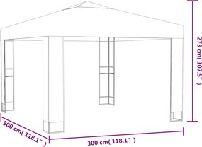 Altán s dvojitou střechou 3 x 3 x 2,7 m taupe 180 g/m² 312218