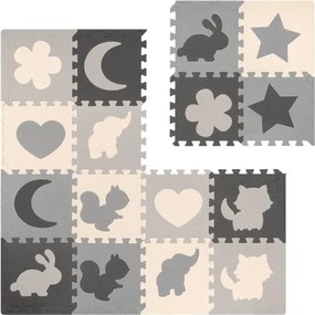 Pěnová podložka puzzle REBEL RBY-2250-16 150 x 150 cm, s rámem, šedá