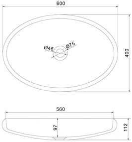 Bílé oválné umyvadlo Sapho Thin, 60 x 40 cm