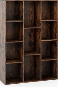 Costway Knihovna s 11 přihrádkami 74 × 24 × 106 cm, hnědá