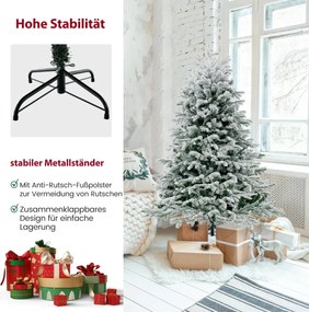 Costway 135 cm umělý vánoční stromek se sněhem a 688 smíšenými větvemi vánoční