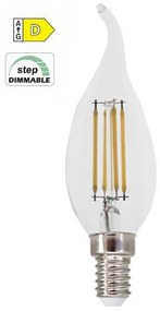 Diolamp LED Filament žárovka čirá Candle Flame C35 4W/230V/E14/2700K/570Lm/360°/Step Dim