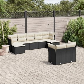 9dílná zahradní sedací souprava s poduškami černá polyratan 3250145