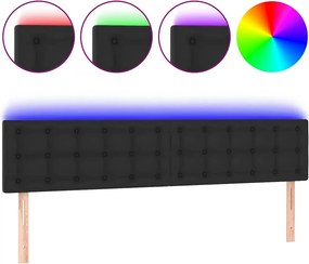 Čelo postele s LED černé 160x5x78/88 cm umělá kůže 3121708