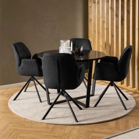 Scandi Tmavě šedá čalouněná jídelní židle Aurora s područkami