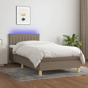 Box spring postel s matrací a LED taupe 100x200 cm textil 3133857