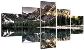 Obraz jezera v horách (125x70 cm)