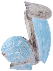 Dřevěný pelikán modrý 25 cm